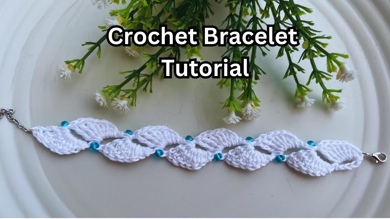 Crochet bracelet with beads tutorial step by step - YouTube