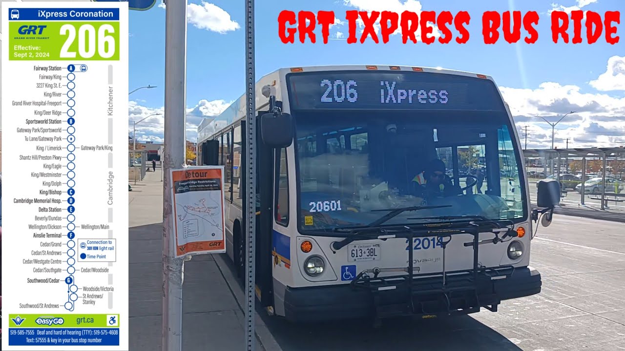 Grand River Transit Bus Ride On 206 iXpress Coronation Full Route With ...