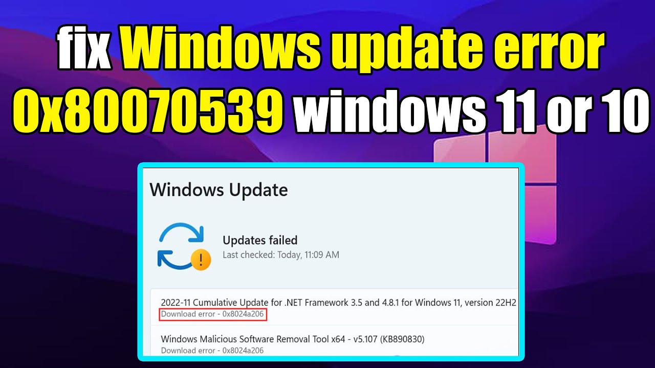 How to fix Windows update error 0x80070539 windows 11 or 10 - YouTube