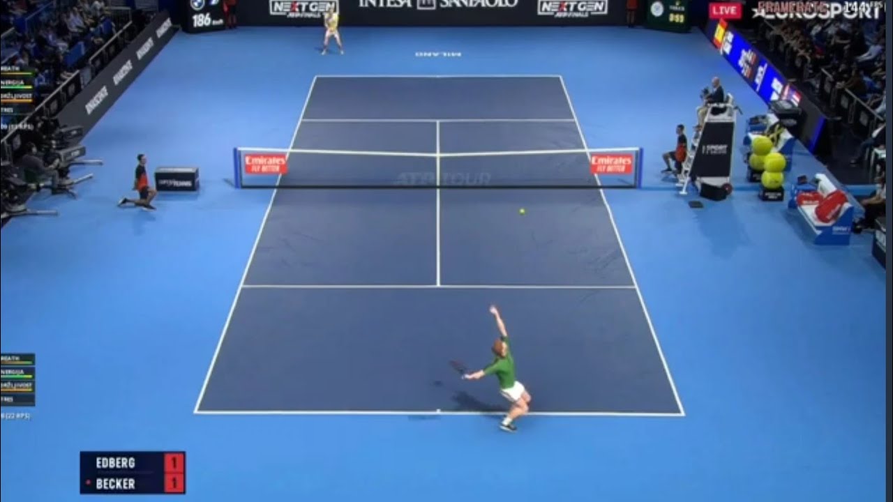 BORIS BECKER vs STEFAN EDBERG - Tennis Elbow 4 - NEXT GEN ATP Finals ...
