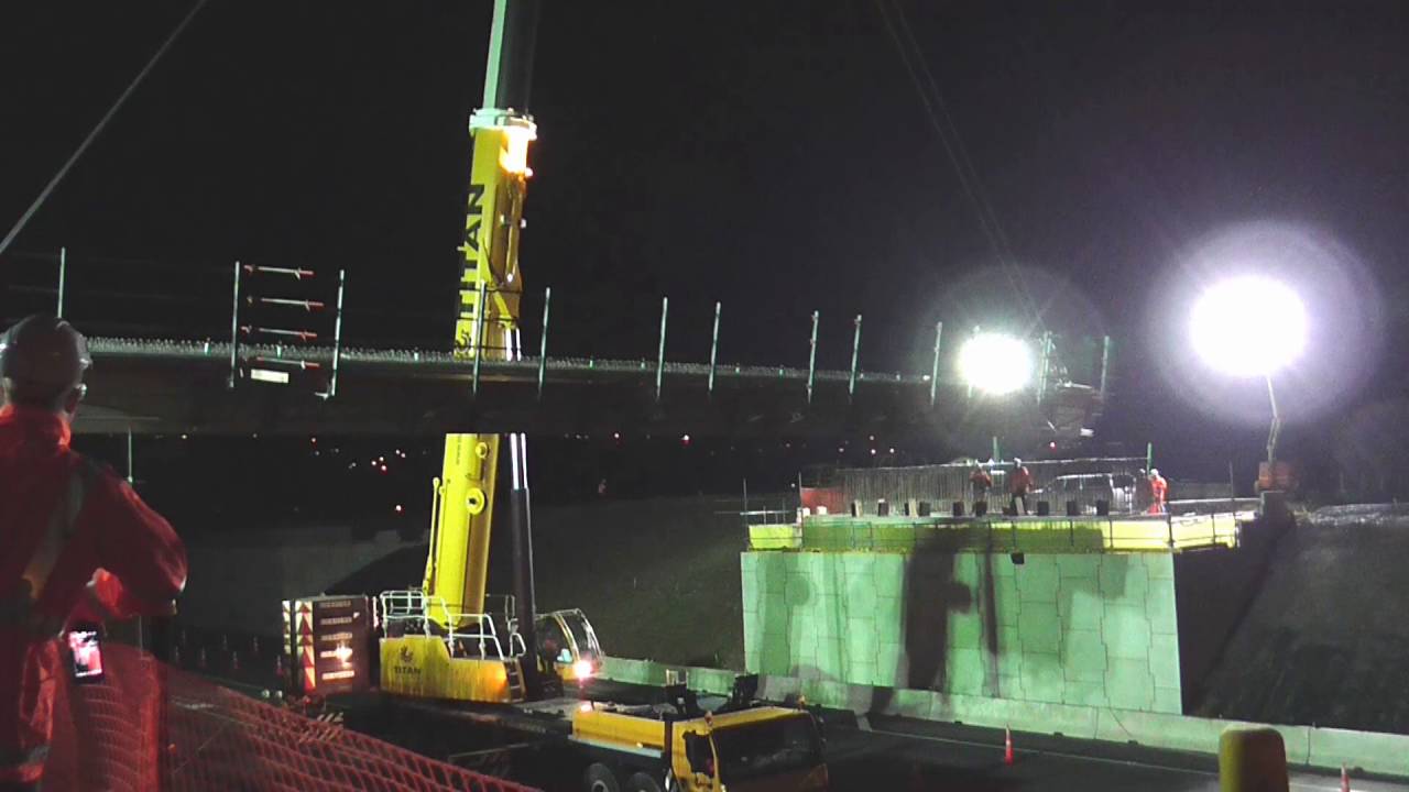 Haywards Interchange Bridge Beam lift - YouTube