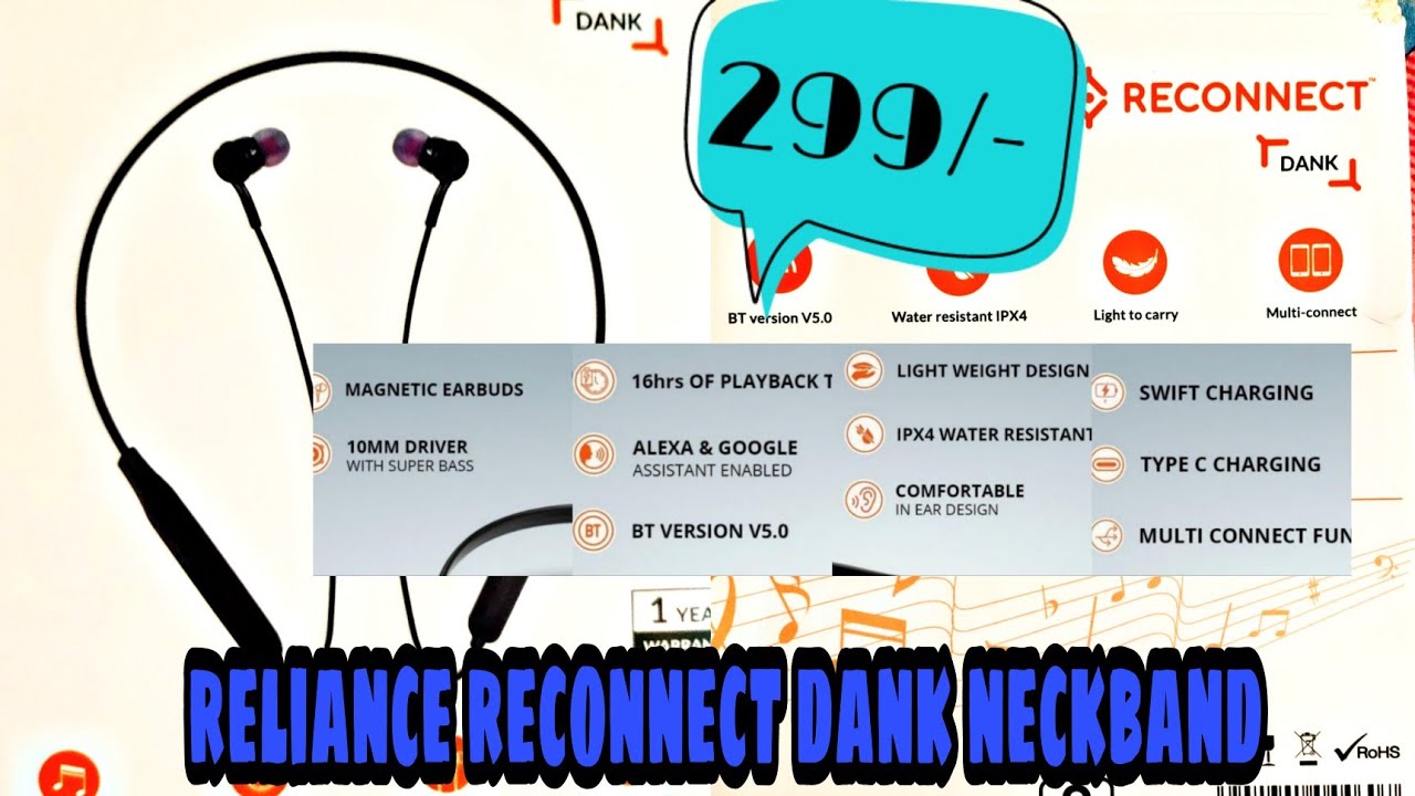 Reliance Reconnect Dank Neckband|Best neckband under 299 ...