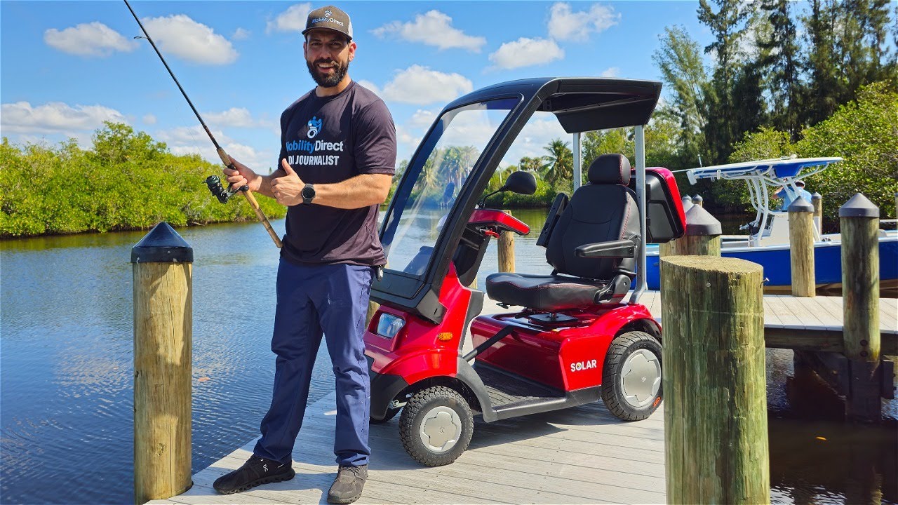 Fishing With My Afikim SOLAR POWERED Mobility Scooter! - YouTube