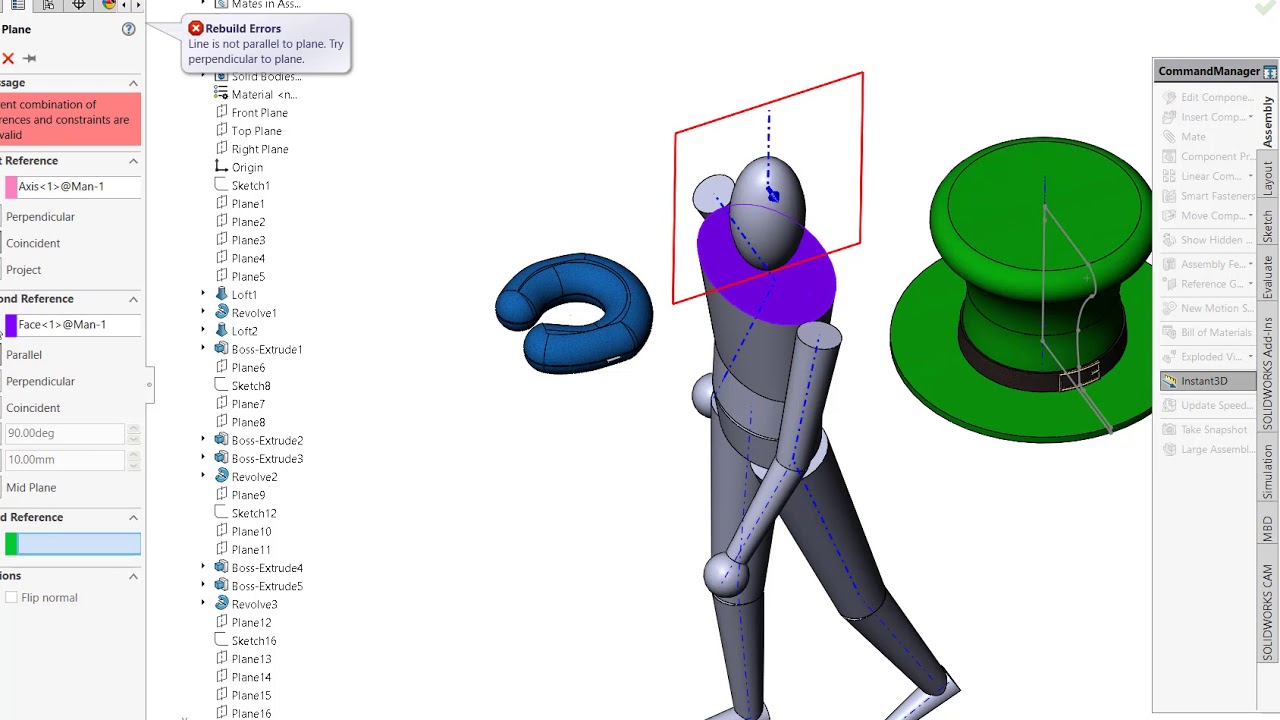 Humanoid with a hat and travel pillow SolidWorks Assembly - YouTube