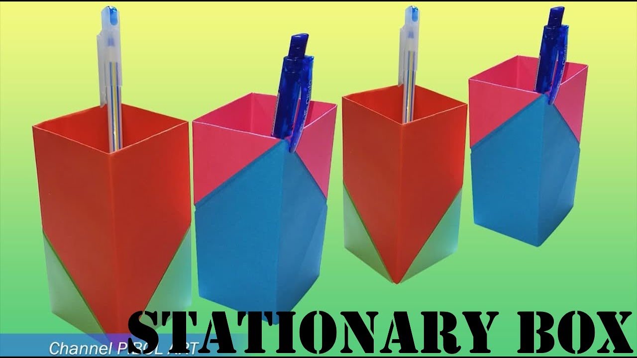 How to make a paper stationary box tutorial | របៀបបត់ក្រដាស់ធ្វើប្រអប់ ...