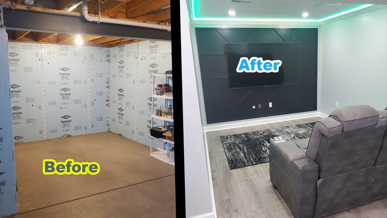 Finishing a Basement From Scratch! Full Renovation in 8 min! - YouTube