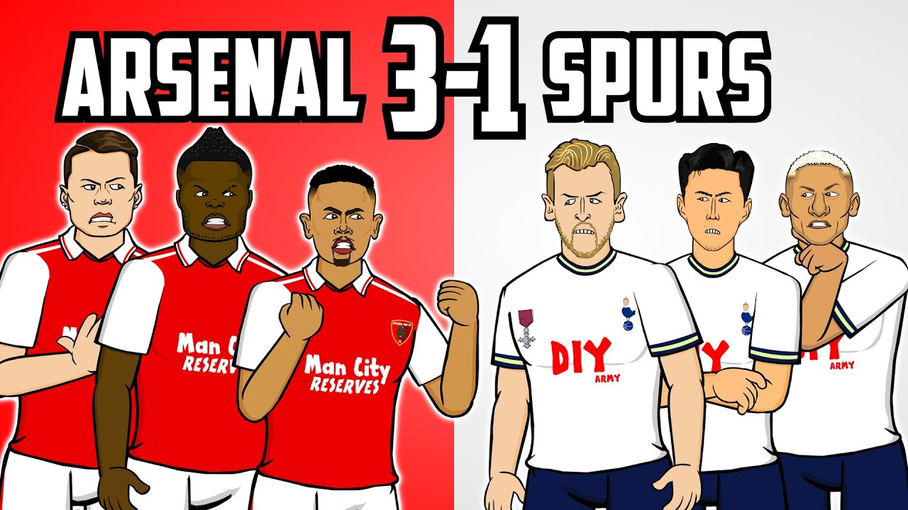🔴Arsenal vs Spurs: The Cartoon!🔴 3-1 (Goals Highlights Partey Xhaka ...