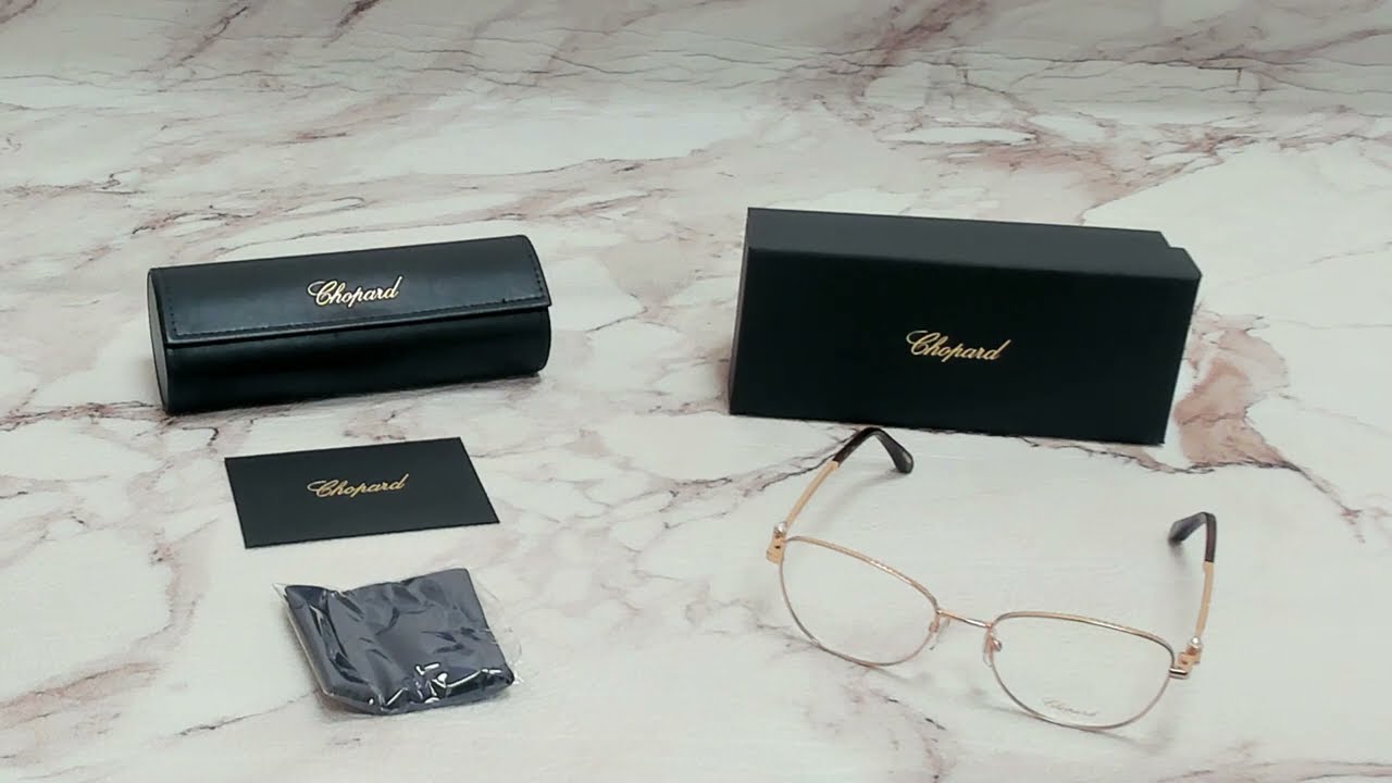 Chopard Eyeglasses Model- VCHF17S Color- 08FC Rose Gold/Gold-Logo - YouTube