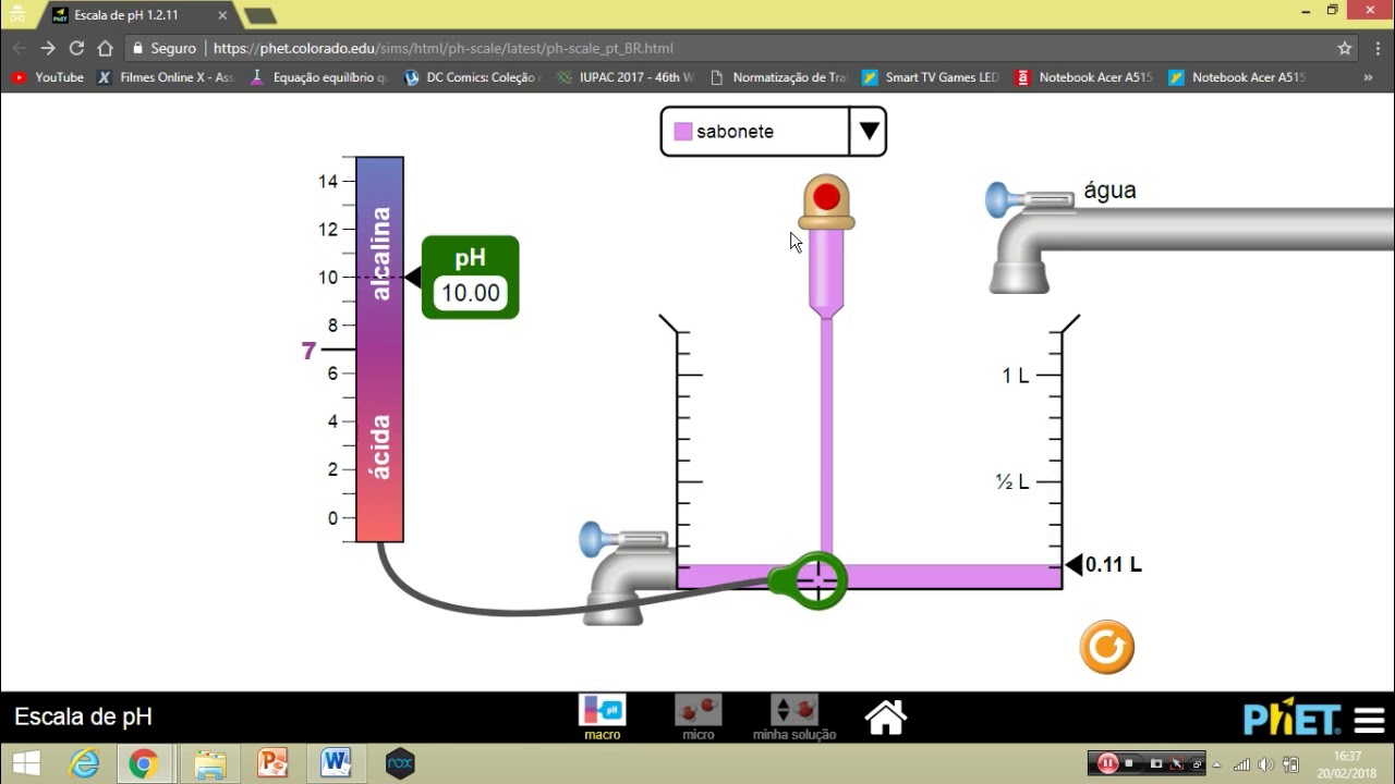 Plataforma Phet (Ácidos e Bases) - YouTube