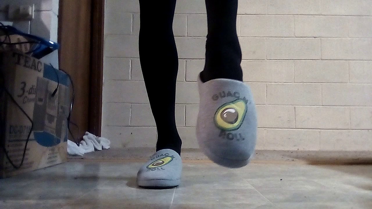 Cute slippers with black opaque tights - YouTube
