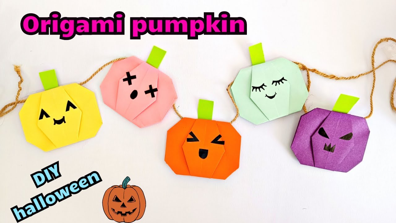 ORIGAMI PAPER PUMPKINS | HALLOWEEN DECOR | How to make origami pumpkins ...