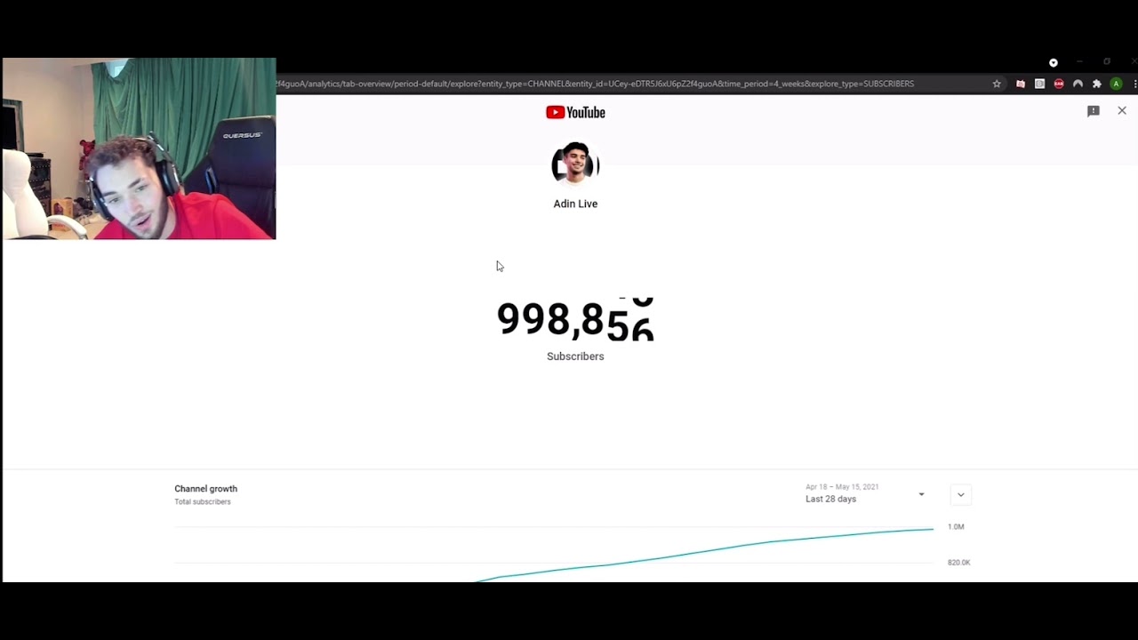 Adin Ross Hits 1 MILLION Subs On Stream! - YouTube
