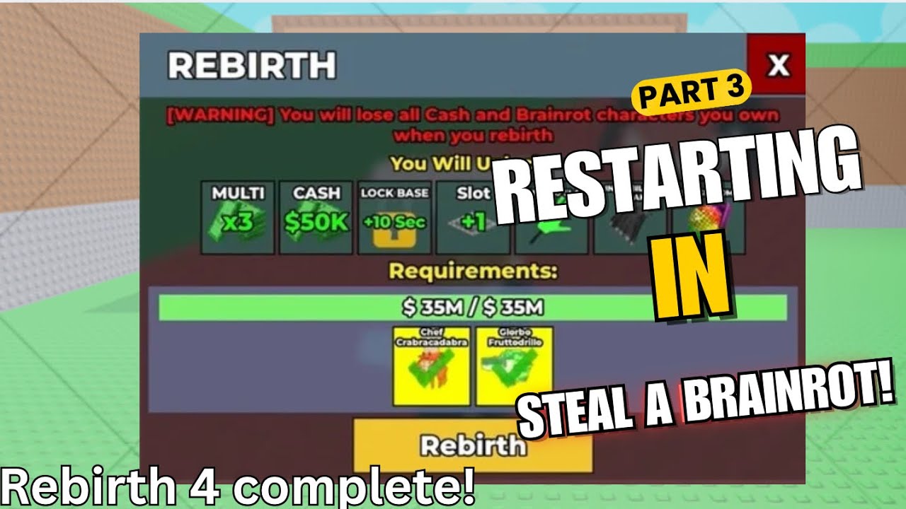 I got rebirth 4 in a brand new acc SAB Road to rebirth 10 (ROBLOX ...