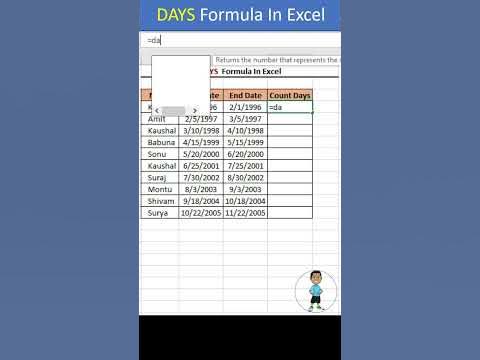 DAYS Formula In Excel #excel #exceltips #exceltutorial #msexcel #msexcelfullcourse # ...