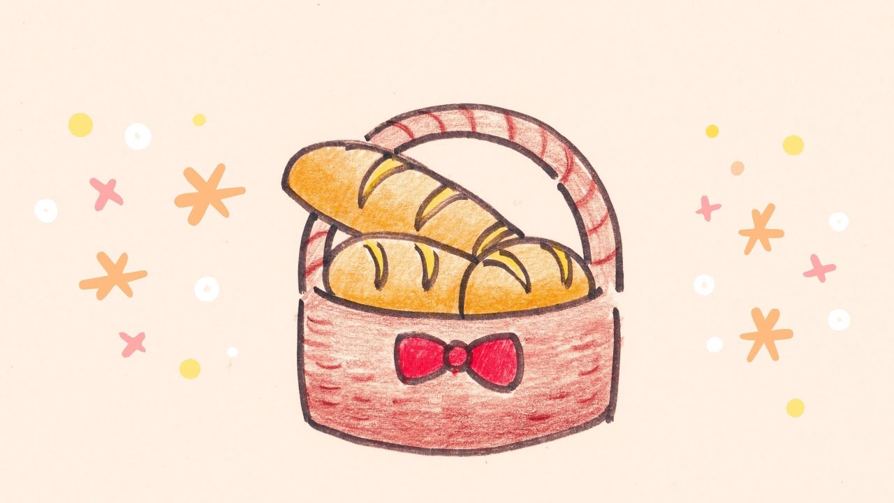 빵이 가득한 바구니 그리기 | 색연필 손그림 | Easy How To Draw Bread Basket | Coloring ...