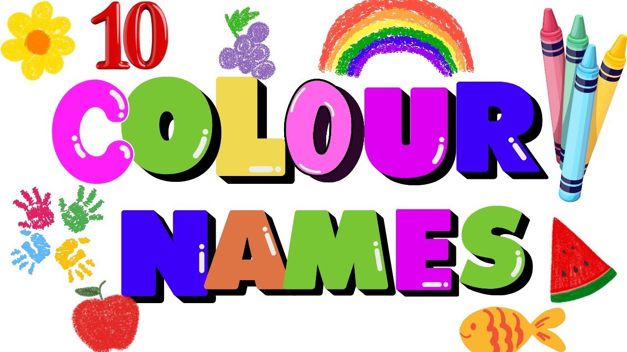 10 Colour Names for kids|Colour and colour items in English|educational ...