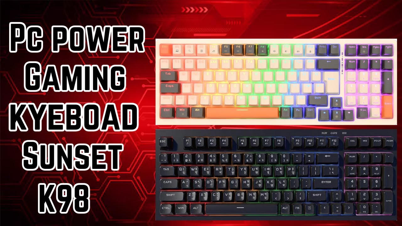 Pc power Gaming kyeboard Silent Sunset K98 || Black & White || Power ...