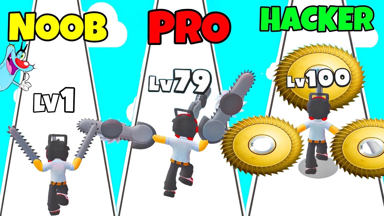 Noob vs Pro vs Hacker In Slash & Run With Oggy and Jack - YouTube