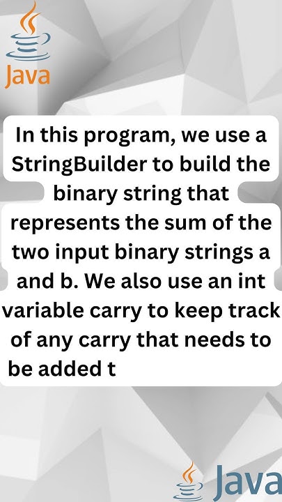 Simple Java Program To Add Two Binary Strings Java Programs For Beginners Learn Java Youtube