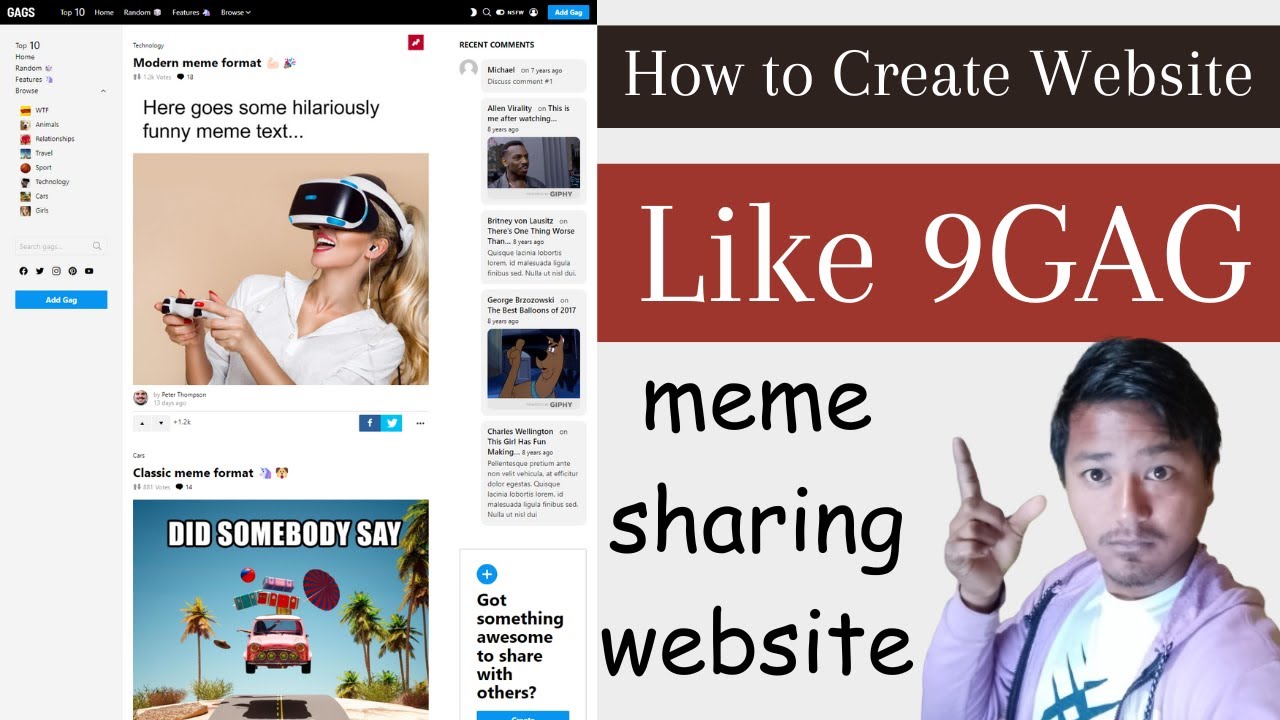 How to Make a Website Like 9Gag Using WordPress | Meme Sharing Website ...