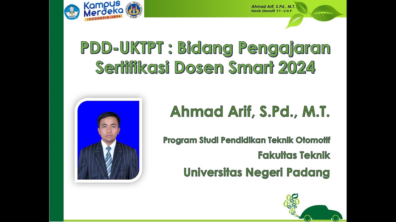 PDD-UKTPT Bidang Pengajaran - SerDos SMART 2024 - Ahmad Arif, S.Pd., M.T. - YouTube