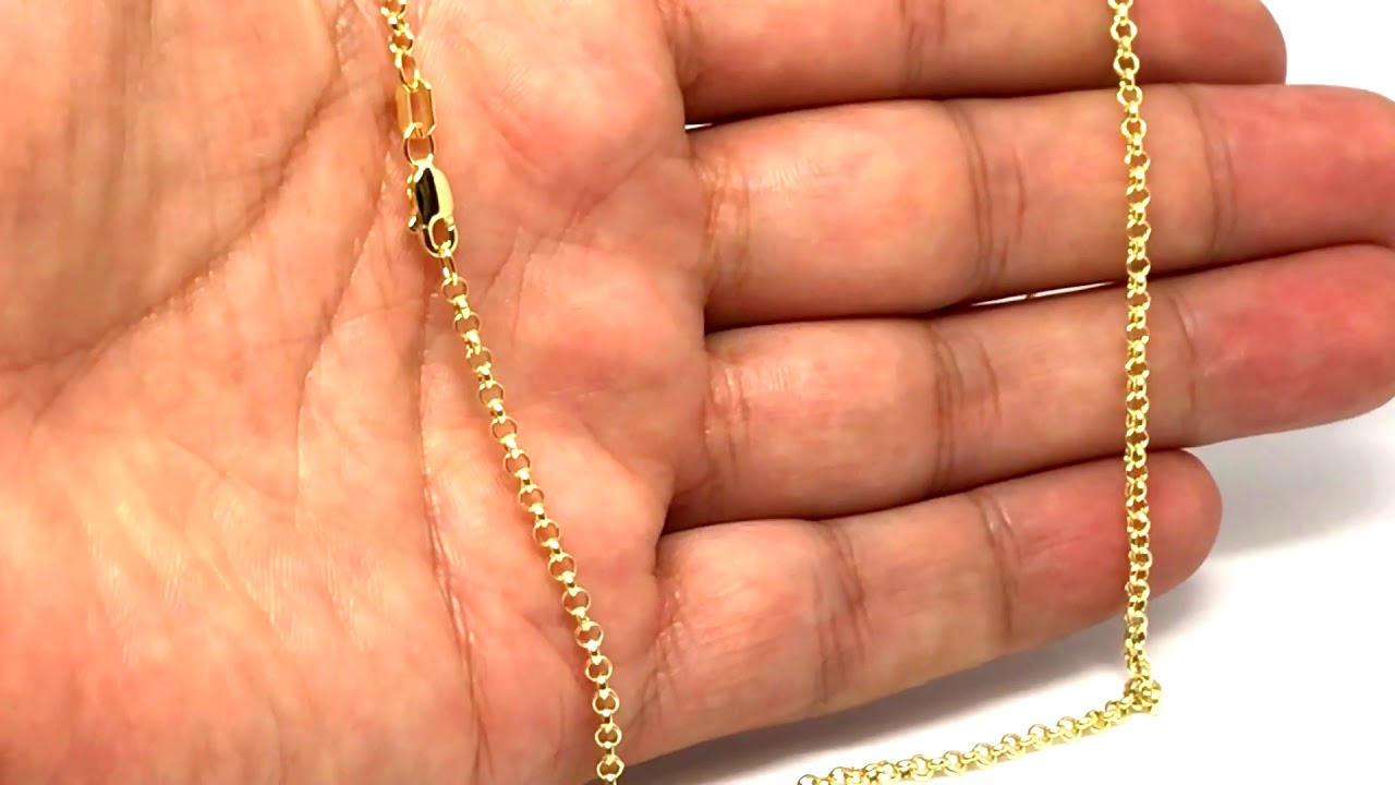 14k Yellow Gold Round Rolo Link Chain Necklace, 2.3mm - YouTube