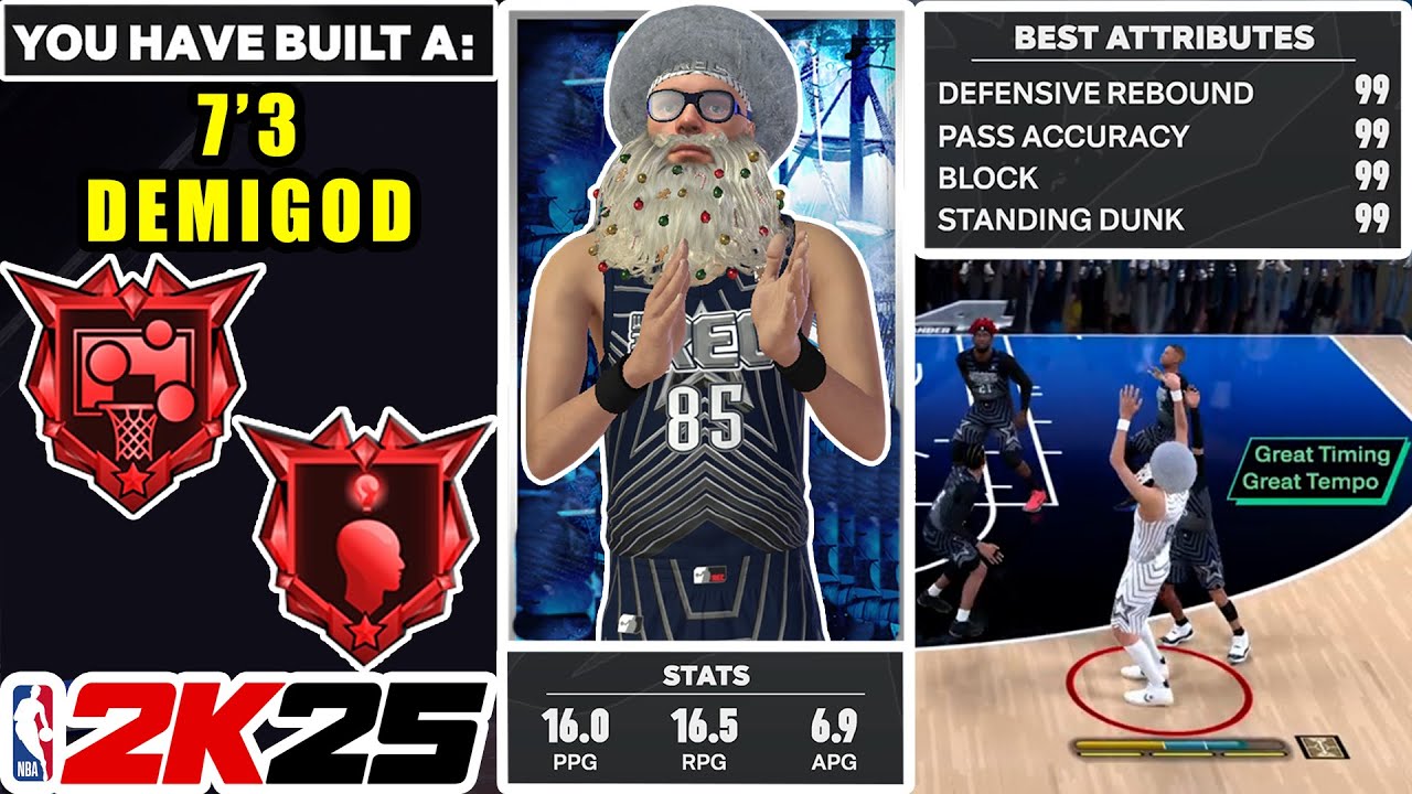 THIS 7'3 DEMIGOD IS THE BEST CENTER BUILD ON NBA 2K25! 35 POINT TRIPLE ...