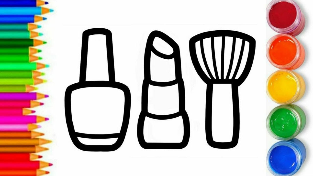 How to Draw a Makeup Kit for Kids | Let's Draw, Paint Together - YouTube