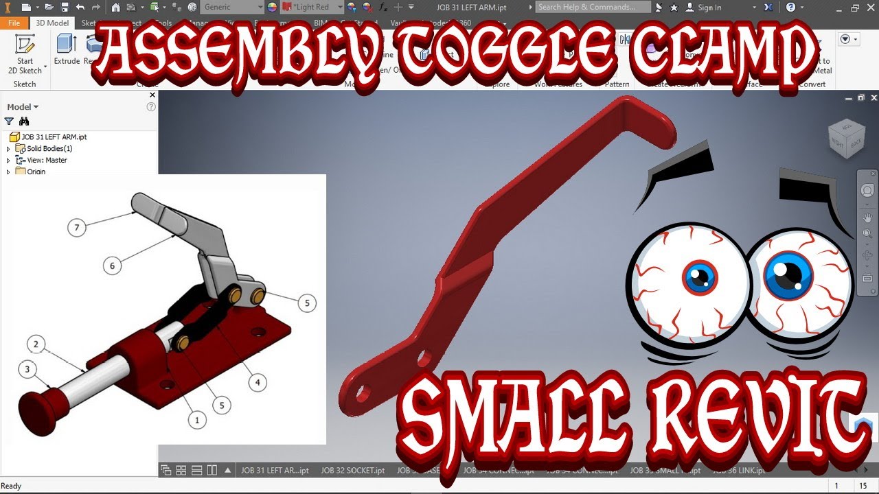 Tutorial Toggle Clamp Left Arm Inventor Autodesk Part 7 - YouTube