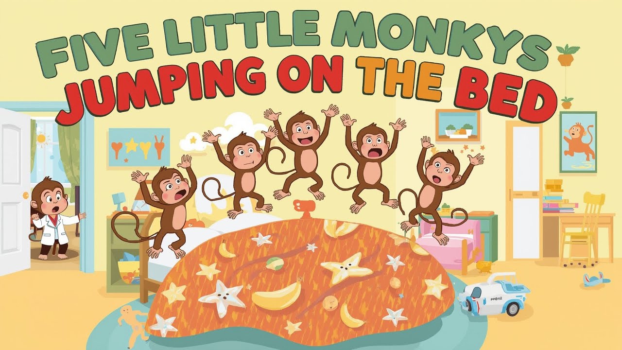 "Five Little Monkeys Jumping on the Bed | Nursery Rhyme for Kids | Sing ...