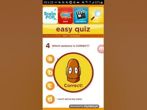 I did a BrainPop Jr. quiz, and I got 80% on the quiz. - YouTube