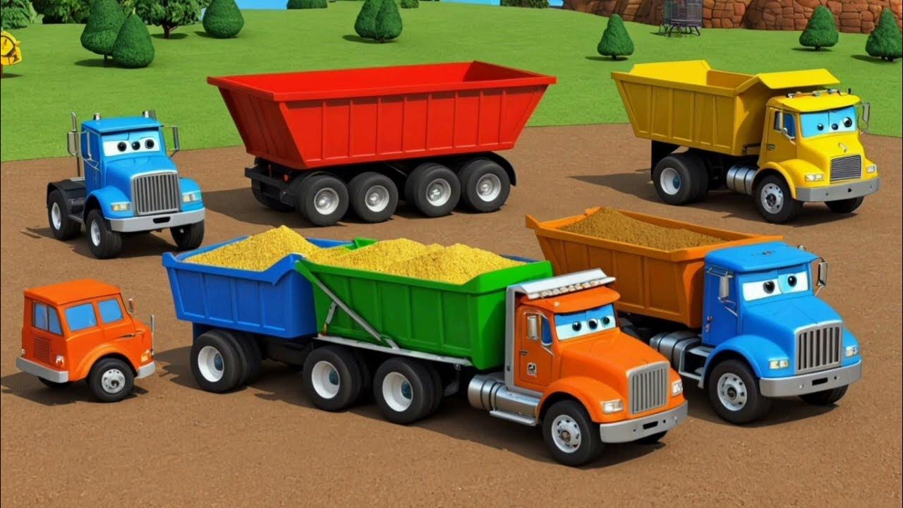 Five Little Dump Trucks Go Beep! | Construction Truck Counting Song for ...