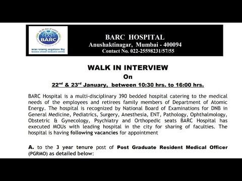 BARC Hospital Bharti 2025 l Qualification l salary l Fees l Age ...