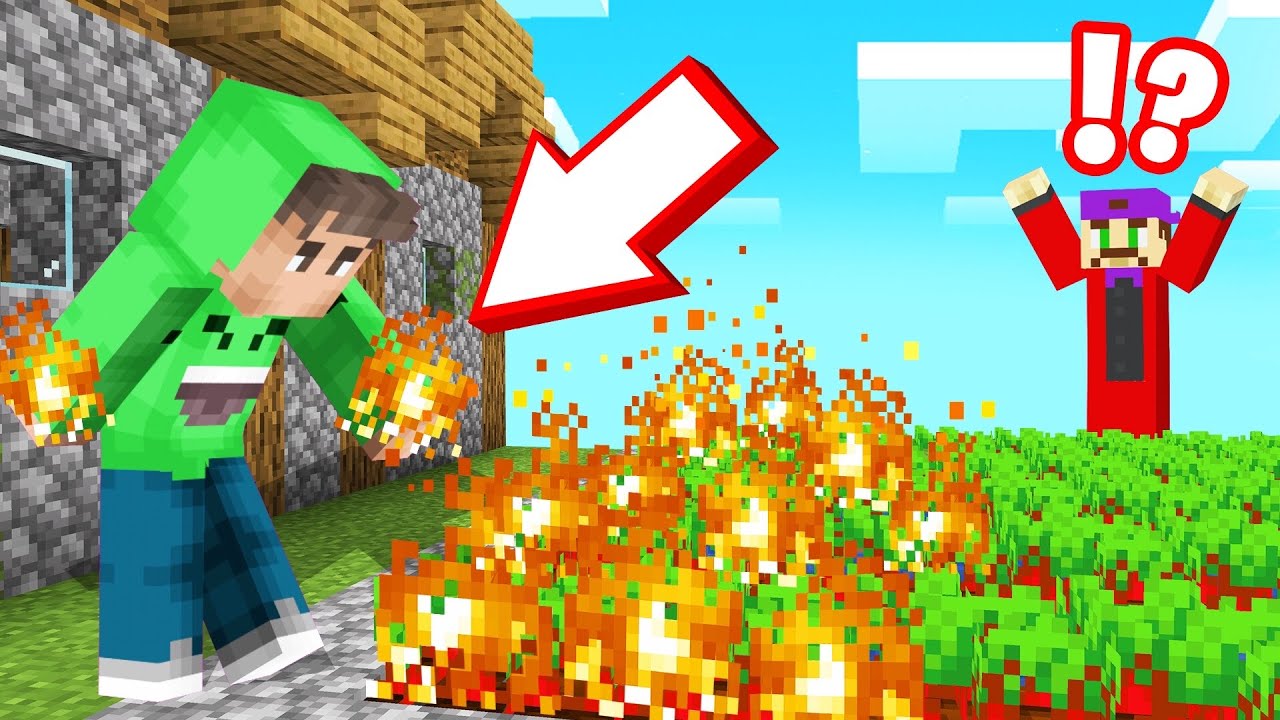EVERYTHING You TOUCH = FIRE In MINECRAFT! (Burning Hands) - YouTube