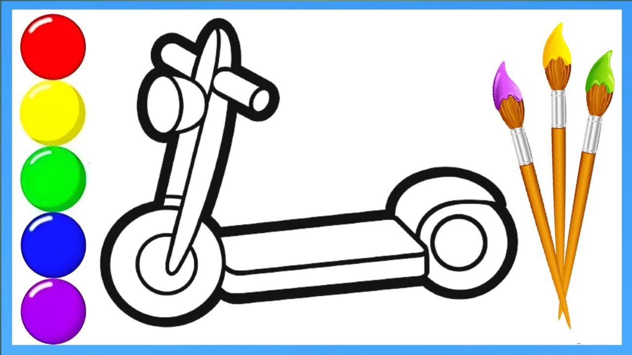 How to Draw Scooter, Drawing and Coloring Scooter for kids and Toddlers ...
