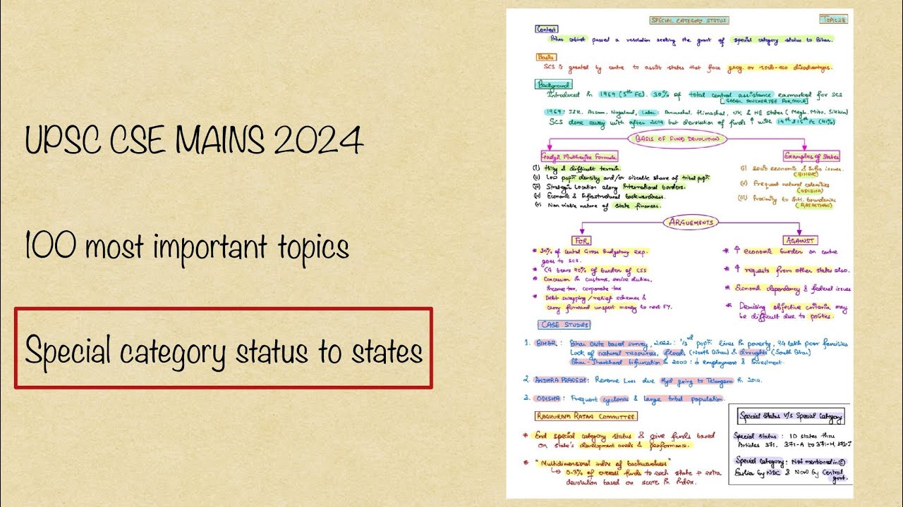 Special Category Status To States TOPIC 22 UPSC CSE CURRENT AFFAIRS special-category-status-to-states-topic-22-upsc-cse-current-affairs