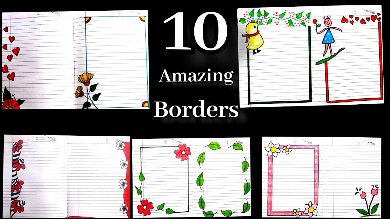 10 Amazing borders for projects|simple border designs| notebook borders ...