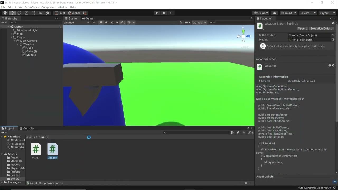 How to make FPS Game with Unity Tutorial# 10 Create Bullet &weapon ...