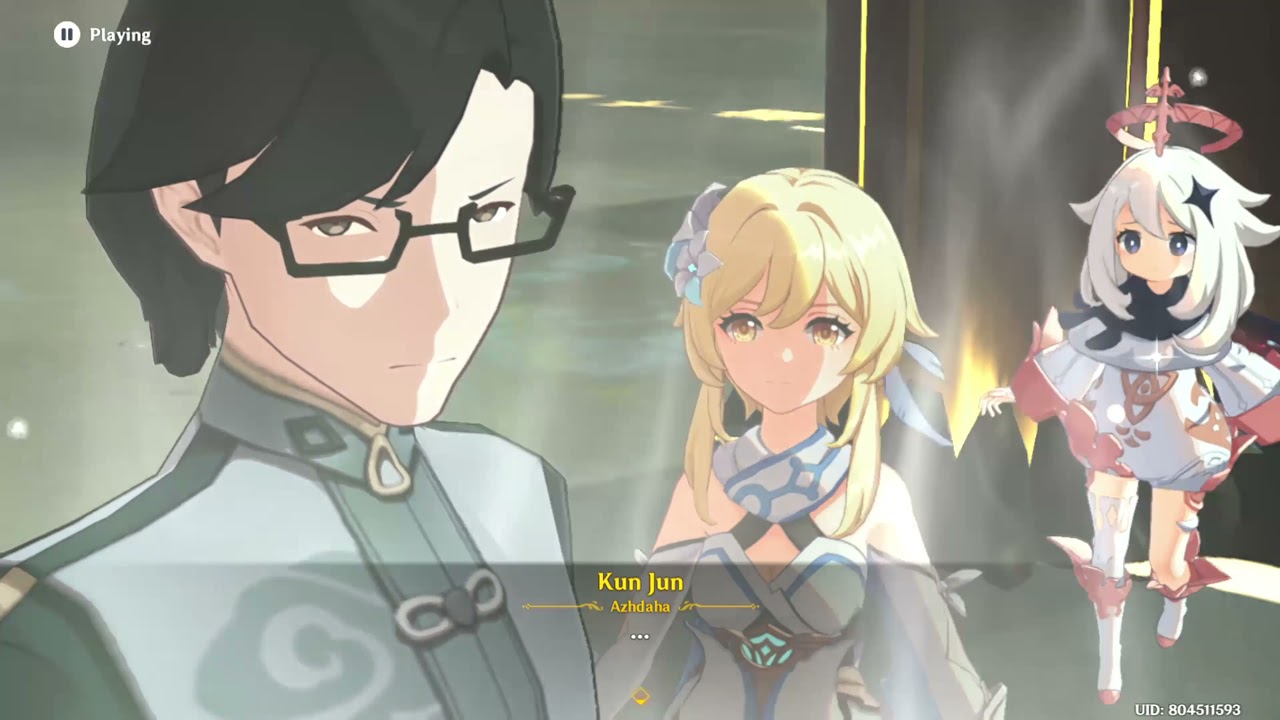 Traveller be like on Zhongli and Jun Kun scene l Genshin Impact - YouTube