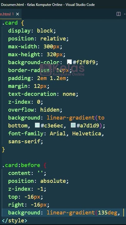 Card Hover Html Css Cssproperty Htmlcss Kelaskomputeronline Youtube