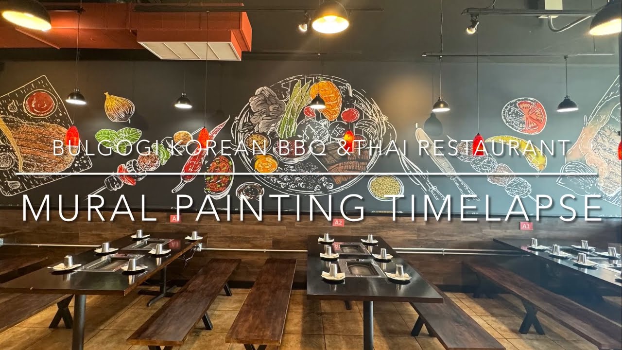 Bulgogi Korean And Thai Barbecue Restaurant Mural Painting Timelapse by ...