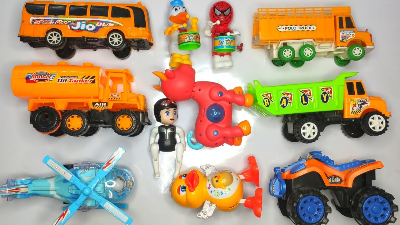 Gadi Wala Cartoon | Toy Helicopter Ka Video| Dumper, train, tractor ...