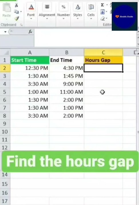 find the hours gap between two time in MS-Excel - YouTube