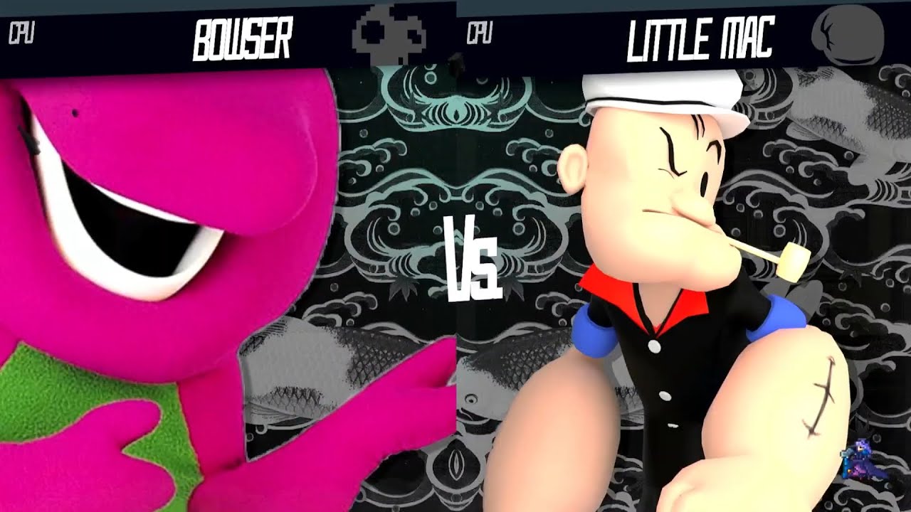 Popeye Vs Barney - Super Smash Bros Mods - YouTube
