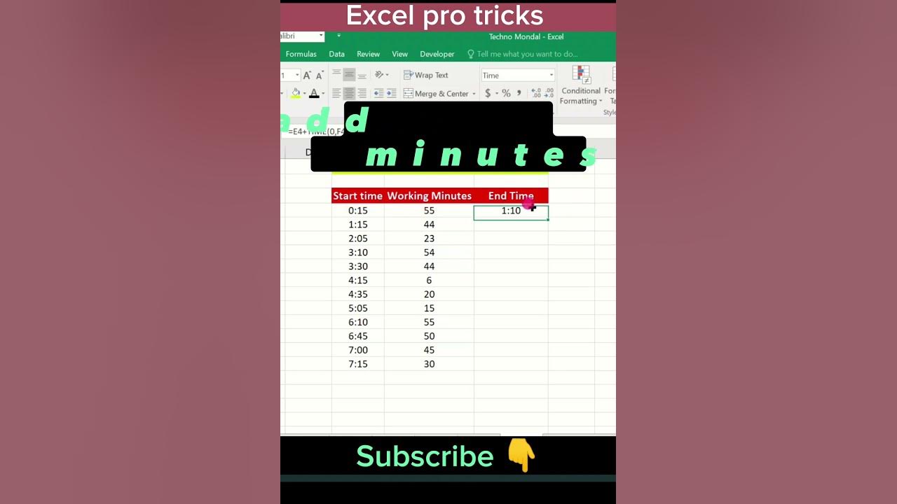 How To Add Minutes In Time Add Minutes excel exceltips technomondal how-to-add-minutes-in-time-add-minutes-excel-exceltips-technomondal