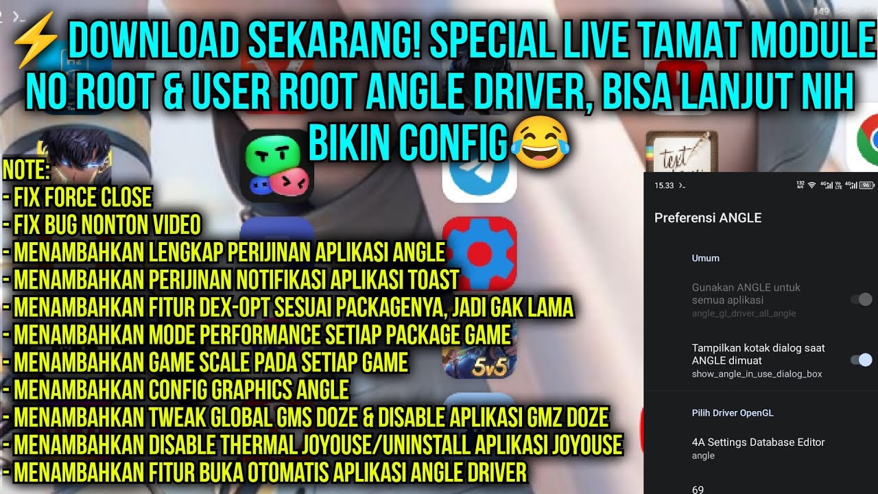 ⚡Gratis Bwang Module No Root+Root V.V.V.I.P Tanpa Reset Value & Menambahkan Semua Game Angle ...