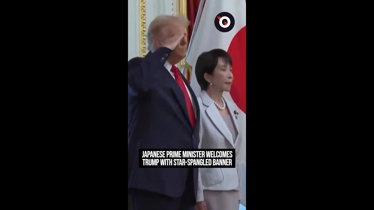 Japanese prime minister welcomes Trump with Star-Spangled Banner - YouTube