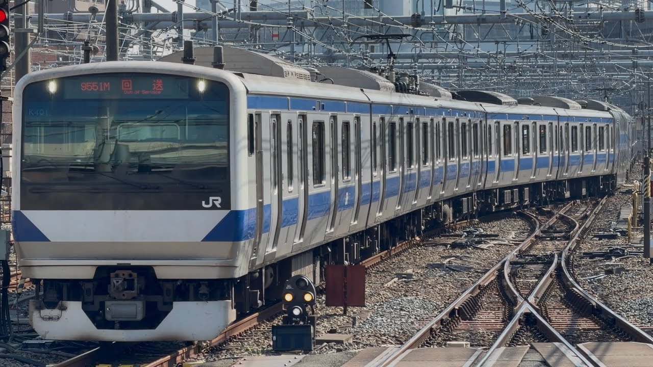 【4K高画質】【E531系K401編成 東大宮入場回送（臨時保全）】E531系0番台ｶﾂK401編成（トップナンバー）が回送電車として大宮駅7 ...