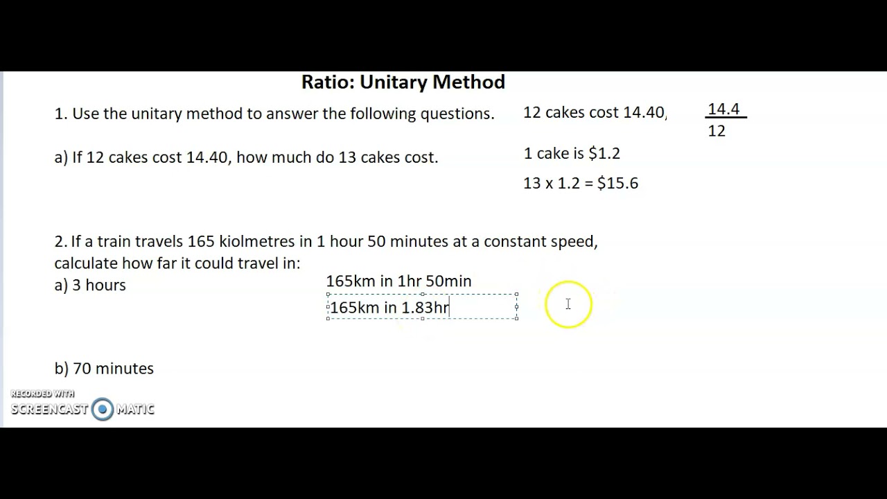 Ratio Unitary Method - YouTube