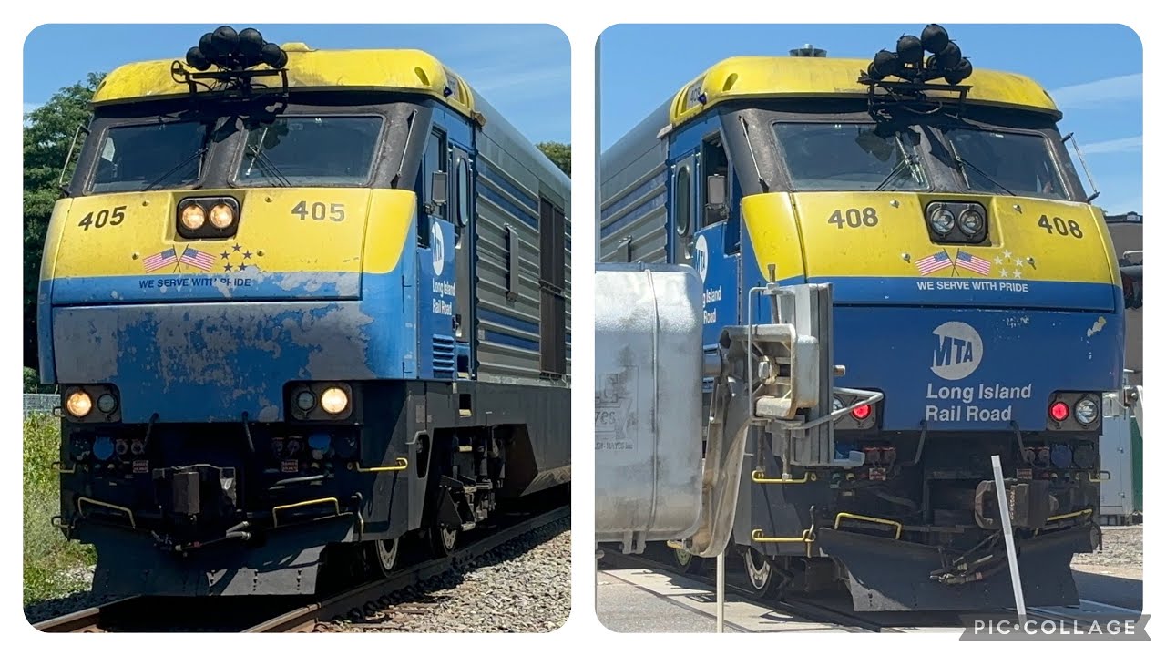 LIRR Train #13 405/408 Passing By the Mastic Railroad Crossing, heading ...